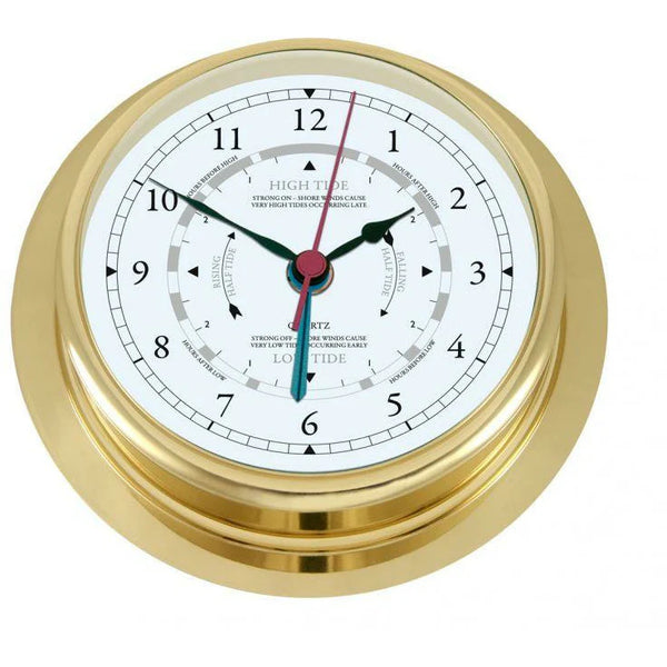 Large Polished Brass 200mm Barometer & Tide Clock - Time & Trends