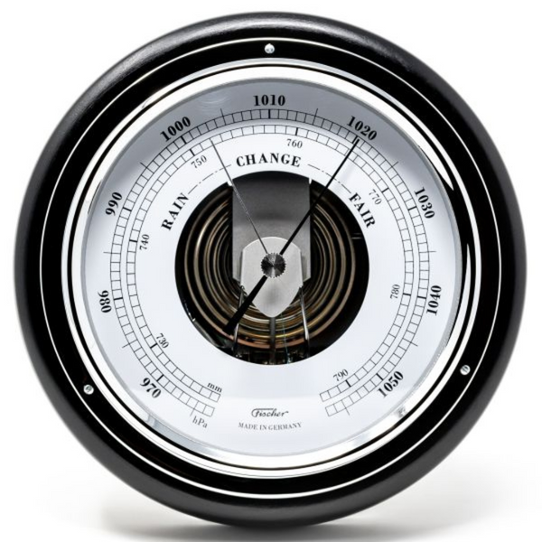 Ebony & Chrome 170mm German Barometer - Time & Trends